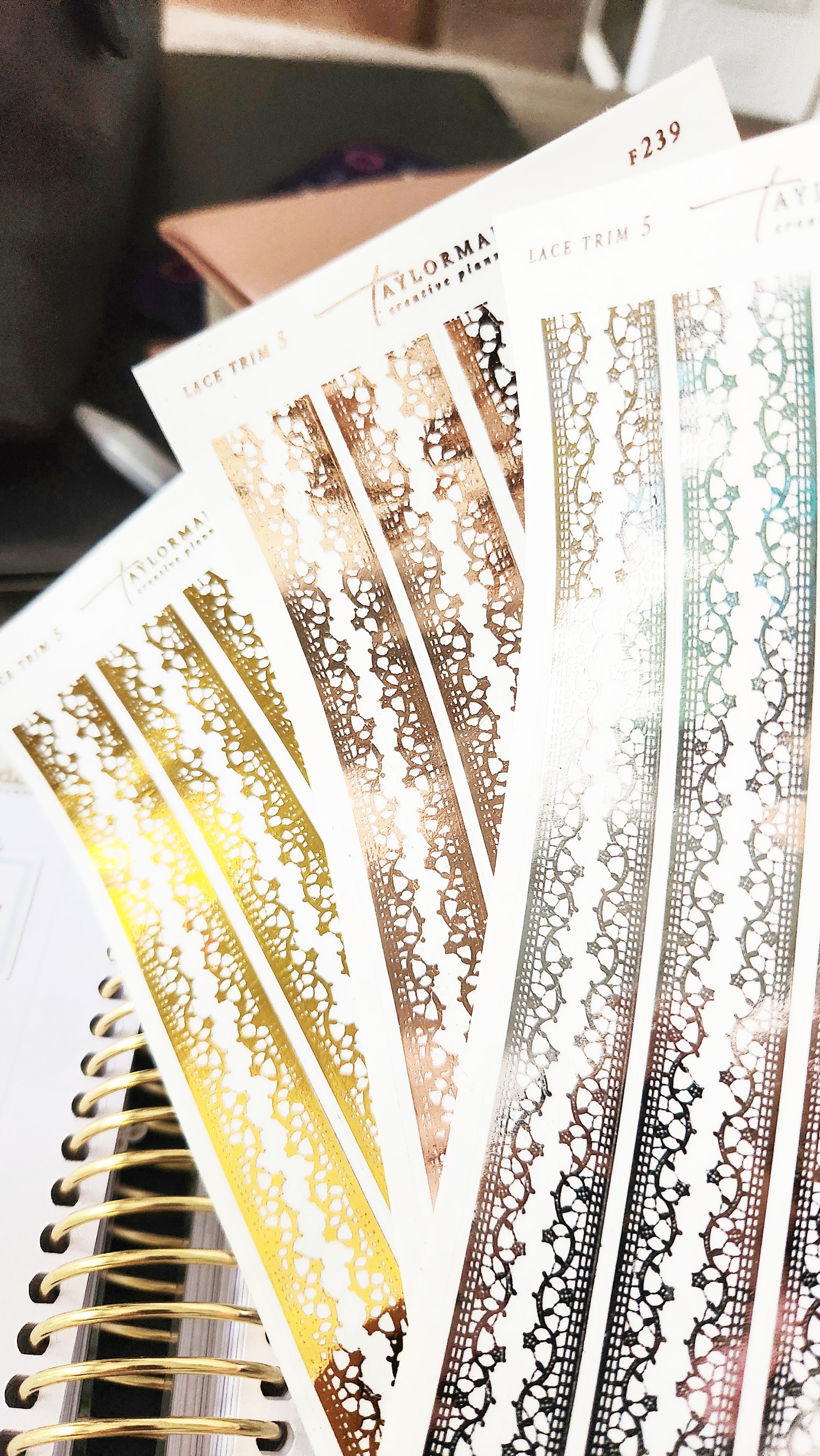 Foiled Lace Trim – Taylormade Creative Planning